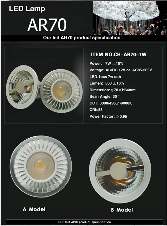 Led Ar70 Qr70 7w 12v/220v Led Lights Ar70 3000k - Buy Led Lights Ar70 ...