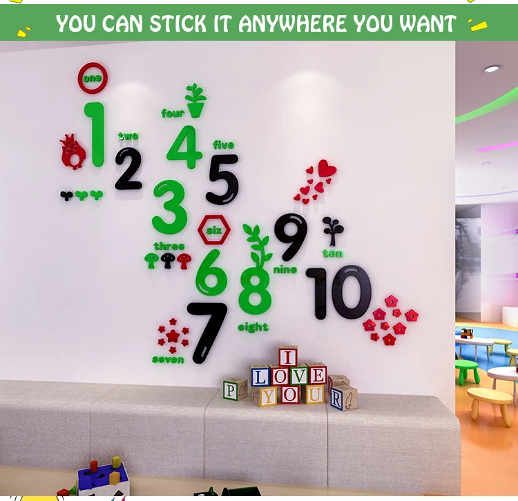 Diy Digital Educational Wall Stickers Numerical Children Room Home ...
