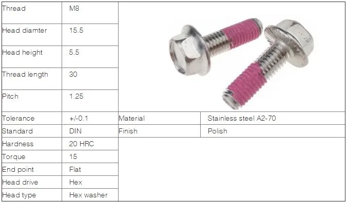 Auto M8 Machine Threads Hex Washer Head Stainless Steel Self Locking Screw - Buy Self Locking ...