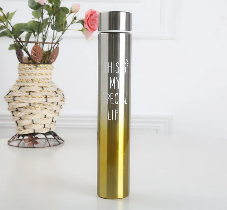 Slim Thin Stainless Steel Vacuum Insulated Thermos Water Bottle Leak ...