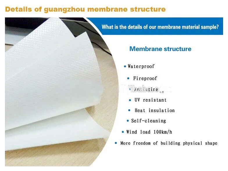 Pvdf Ptfe Coated Material Fabric Architectural Membrane Structure - Buy ...
