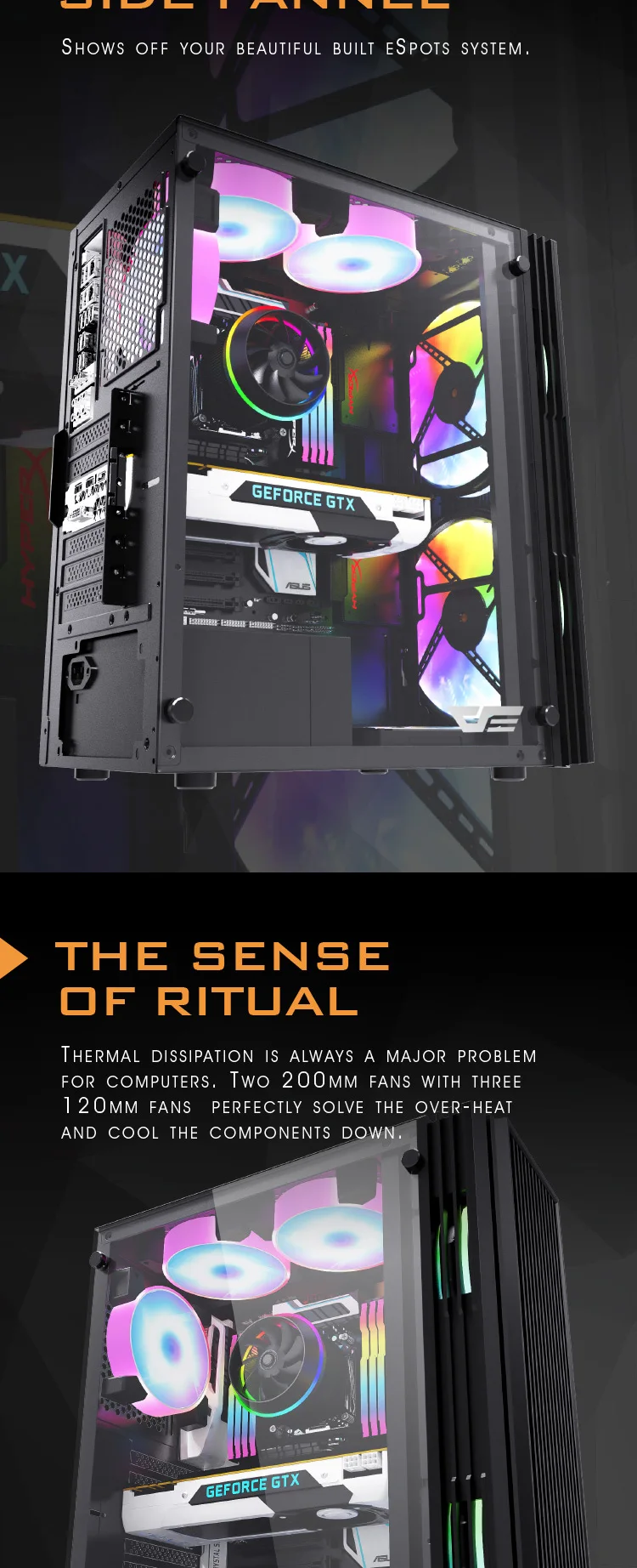 200mm Fan Supported Computer Atx Pc Gaming Case Tempered Glass Factory ...