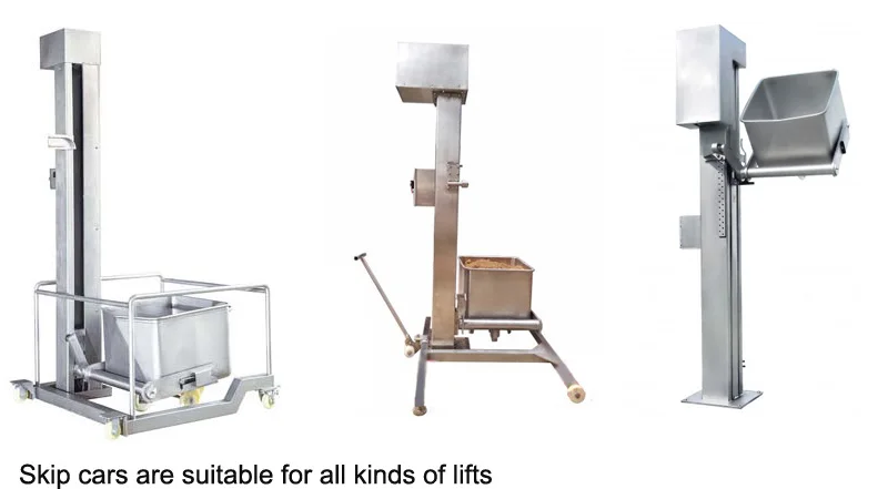 Sus304 200l Skip Car Trolley Lifting Machine For Meat Food Factory ...