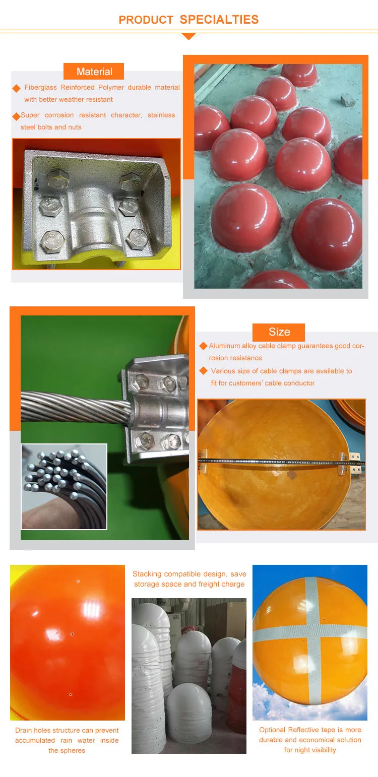 Overhead Transmission Line Powerline Aviation Wire Aerial Marker Balls ...