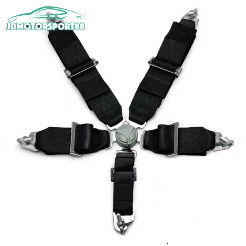 Jdmotorsport88 Black Nylon Five Point 5 Point Racing Harness Seat Belts ...