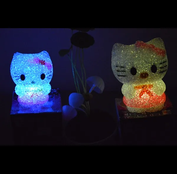 Led Hello Kitty Night Lamp Eva Led Changing Color Night Light Crystal ...