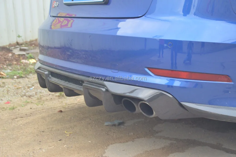 Auto Carbon Fiber Rear Bumper Lip Diffuser For Audi A3 S3 2015 2016 ...