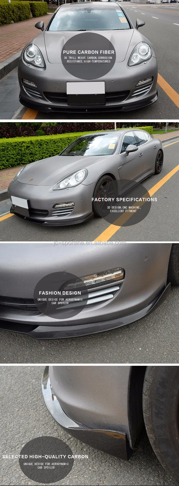 Car Carbon Fiber Front Diffuser Lip For Porsche Panamera S Sedan 4s ...