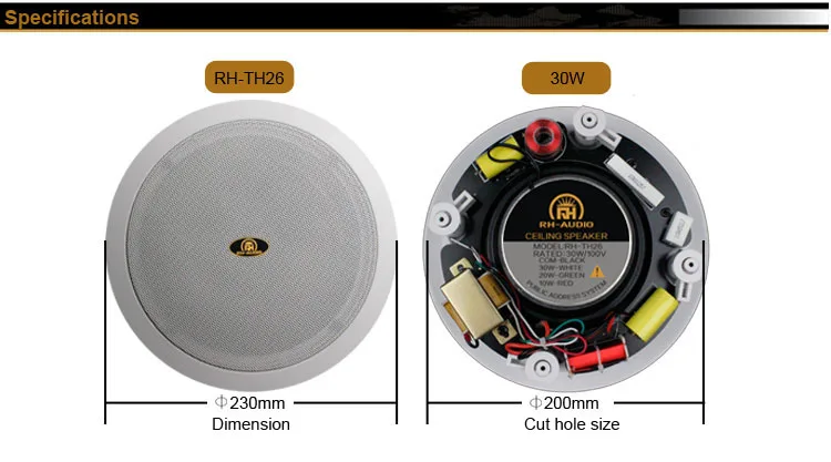 Rh-audio 2 Way Ceiling Speaker With Crossover And 100v Transformer For ...