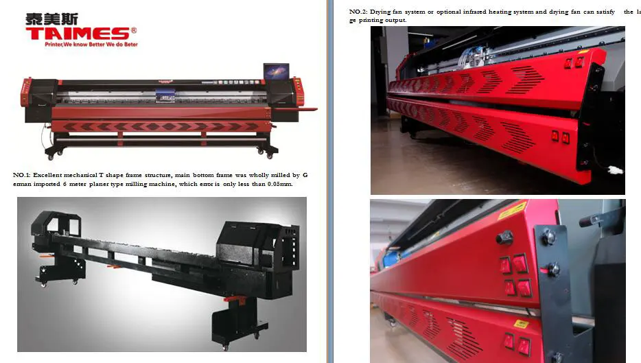 Taimes Inkjet Printer T5-KM1024-14PL - 4 Heads, 3.2M Solvent Printer