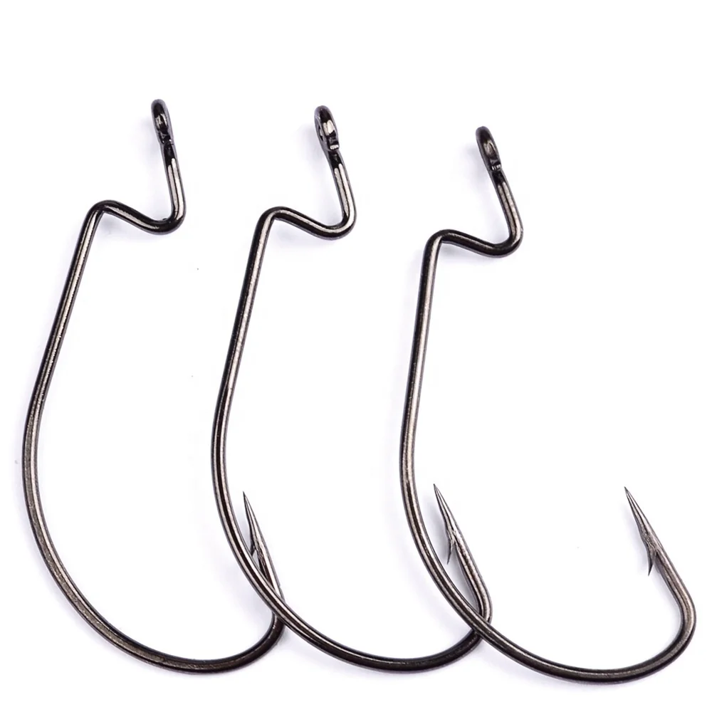 Wide Gaps Offset Worm Hooks 38105 1/0-5/0 Jig Fishing Hooks Set ...