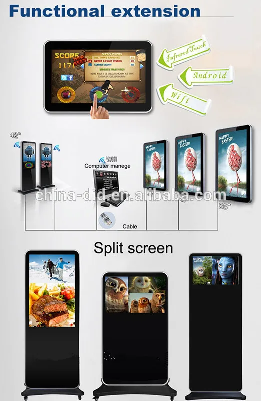 55inch Digital Advertising Screen,Led Advertising Monitor,Standing Free ...