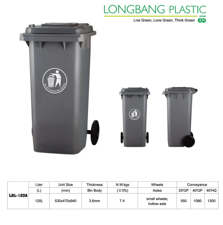 120l 120 Liter Street Square Plastic Blue Garbage Waste Recycling Bin ...