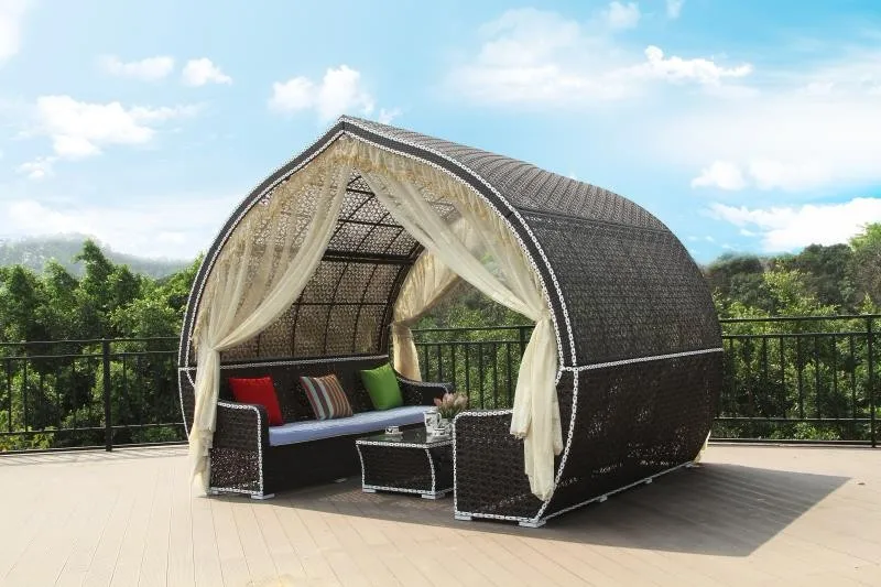 New Design Arabian Rattan Gazebo With Bench Tea Table - Buy New Design ...