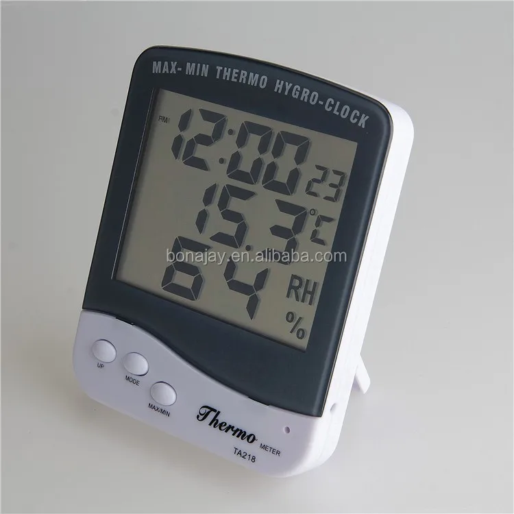 Ta218b Lcd Display With Clock Max-min Indoor Digital Thermometer ...