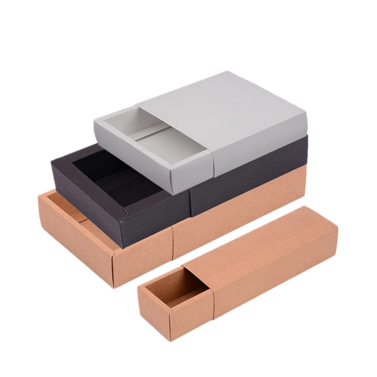 Recycled Small Brown Kraft Paper Drawer Box With Offset Printing Logo ...