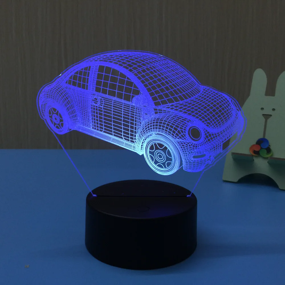 Acrylic Car Shaped 3d Led Night Light Creative Visual 7 Colors Flashing ...