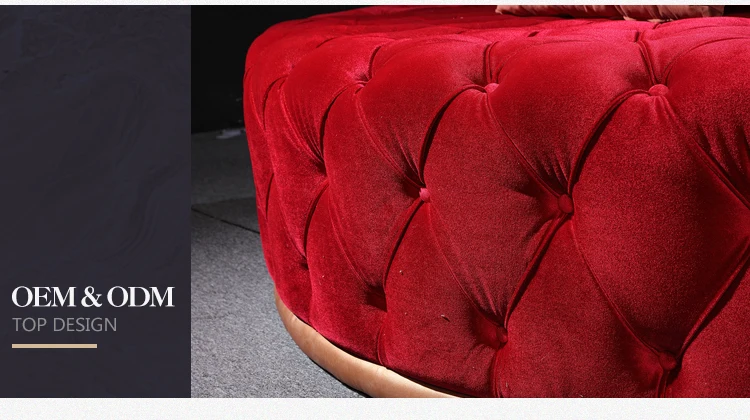 MIUR Modern Lobby Red Velvet Sofa - Round Tufted Sectional, OEM