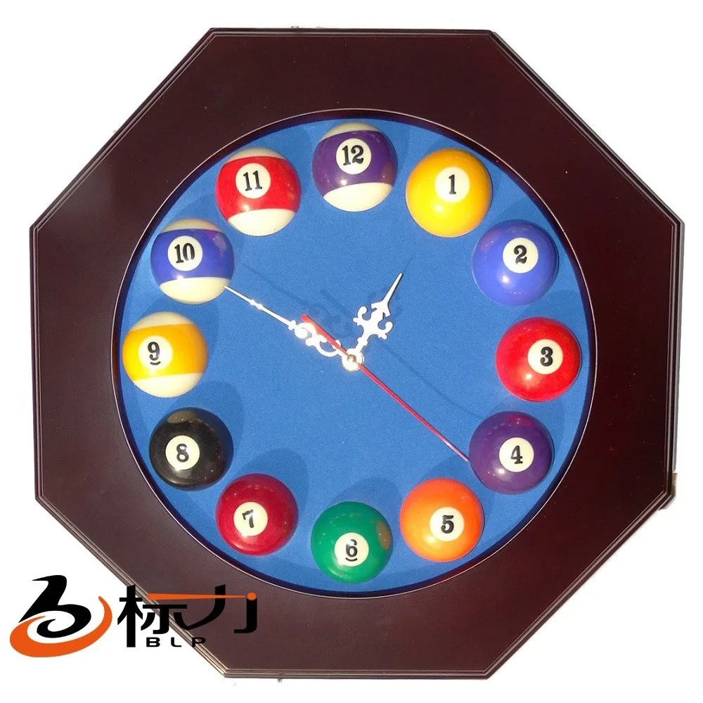 Billiard Snooker Pool Wooden Wall Clock Billiard Accessories For Club ...