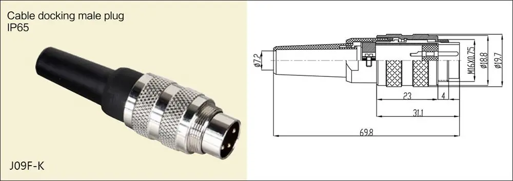 Binder M16 12 Pin DIN Connector - IP67/IP68 Rated
