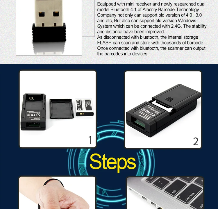 Outdoor Qr Code Reader 1d/2d Wireless Barcode Scanner Wearable Handfree ...