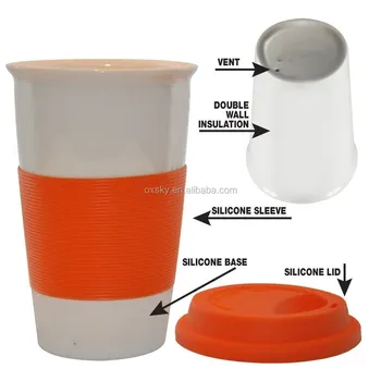Handleless Tea And Coffee Mugs Ceramic Funny Travel Mug With Silicone ...