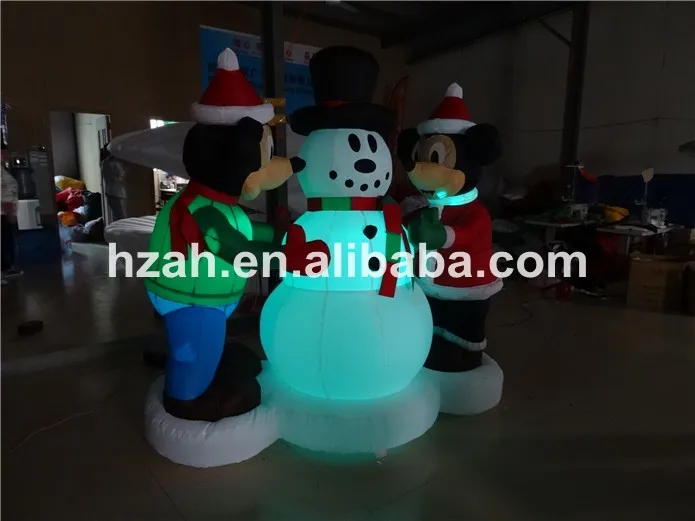 Christmas Decoration Inflatable Mickey And Minnie Mouse With Snowman ...