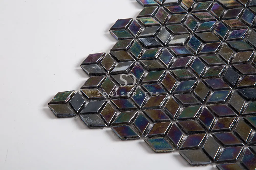 Glossy Colorful Diamond Shaped Iridescent Glass Mosaic Tile| Alibaba.com
