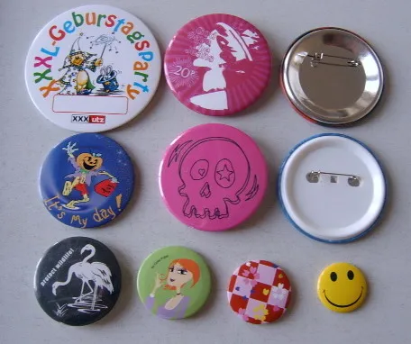 Round Metal Pin Button 25-110mm - LED Flashing & Magnetic