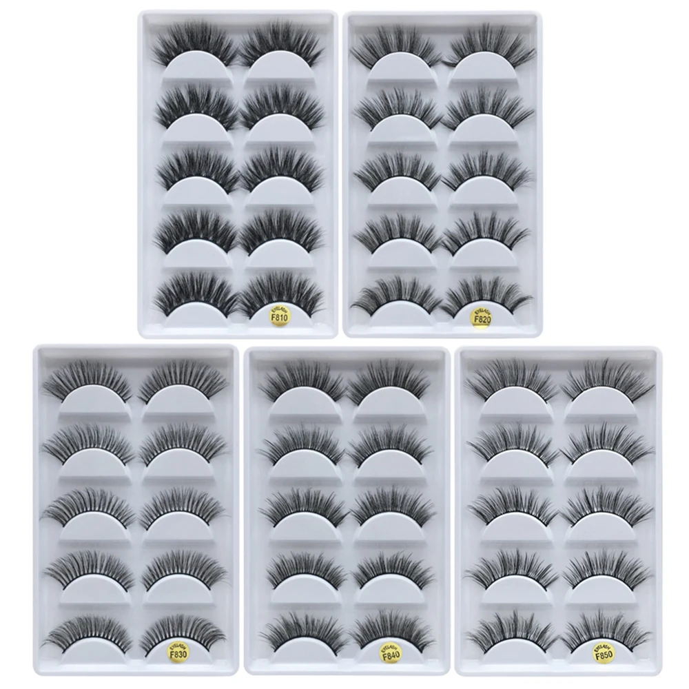 5 Styles Natural False Eyelash 3d Hand-made Private Label Silk Full ...