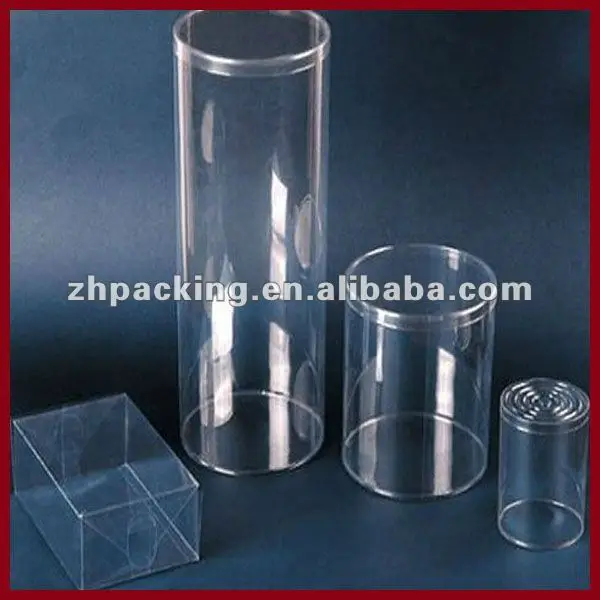 Cilindro de plástico transparente com tampas para armazenamento de ...