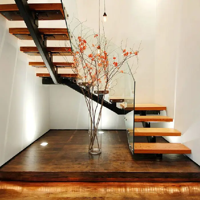 Interior Carbon Mono Steel Beam Stringer Stair With Oak Wood Tread ...