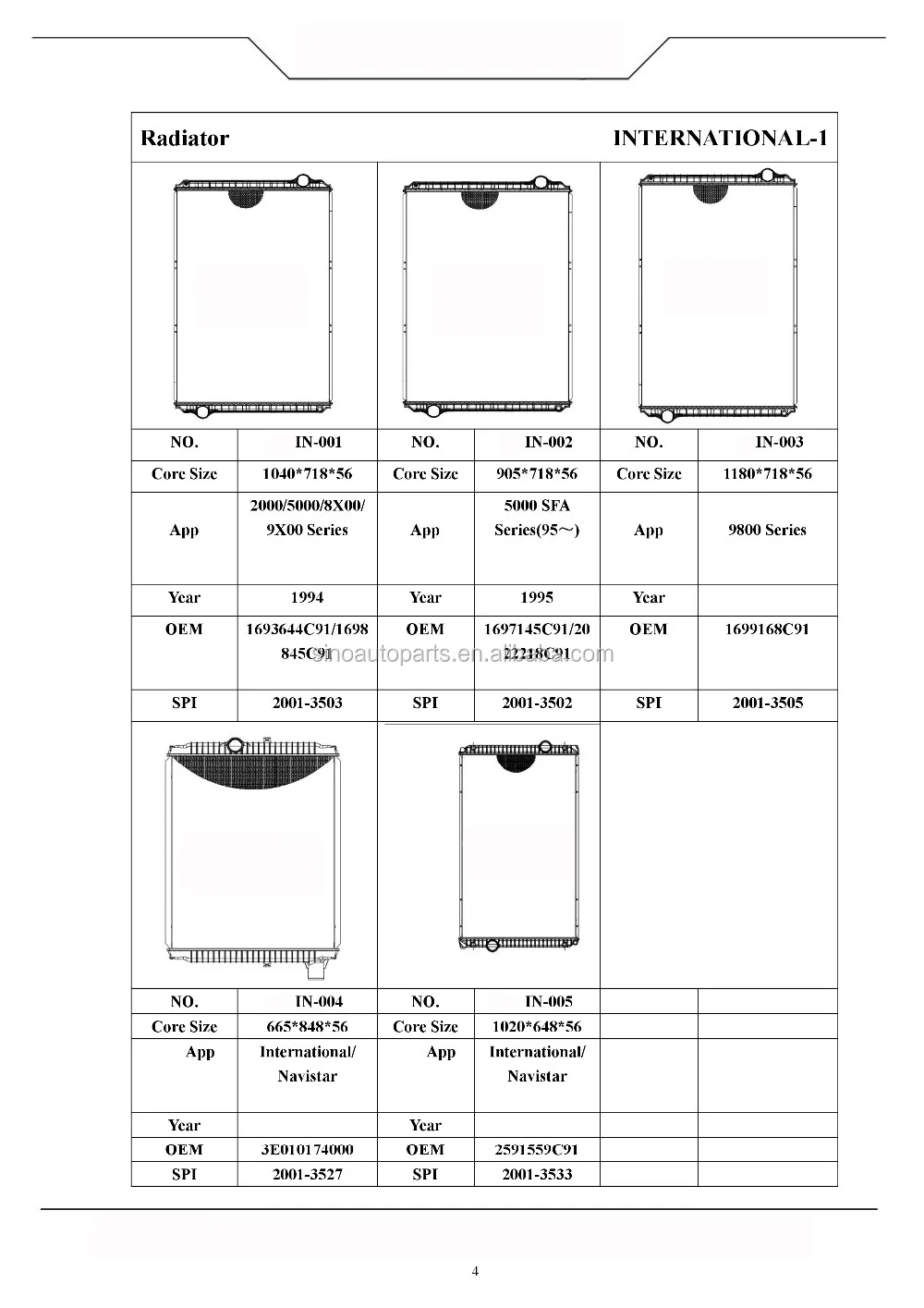 Radiador de refrigeración 2591559C91 para NAVISTAR PROSTAR ...