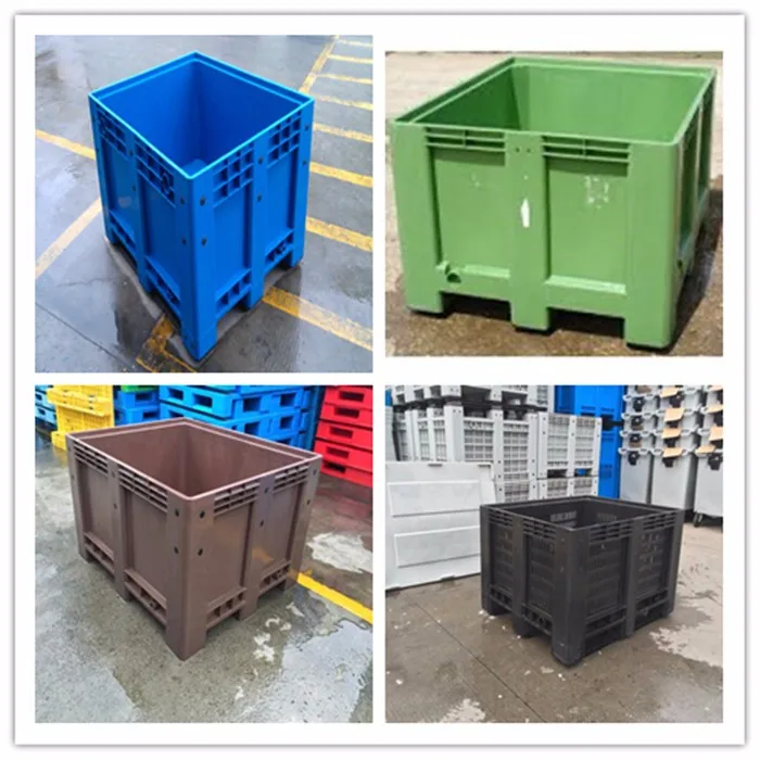 Solid Plastic Box - Heavy Duty Pallet Container with Wheels