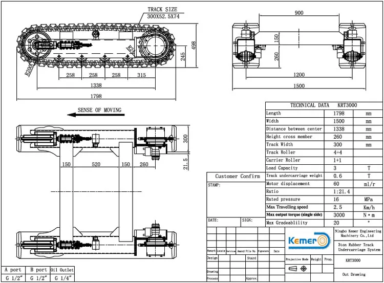 3 Ton Construction Machinery Rubber Track Undercarriage