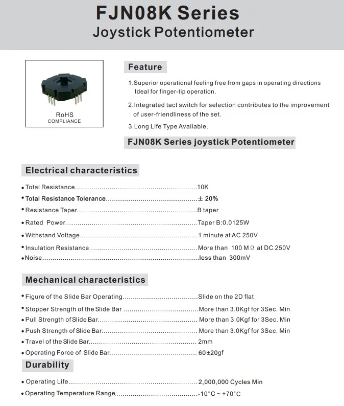 Fjp08k Series 2d Flat Plane B103 Joystick Rotary Potentiometer Joystick ...