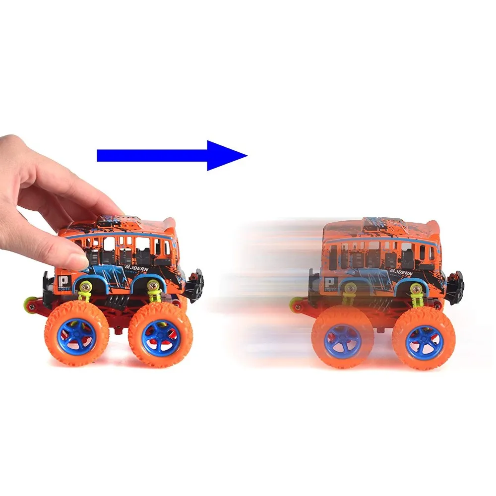 Friction Powered Monster School Bus Truck Die Cast Vehicles Big Tire ...