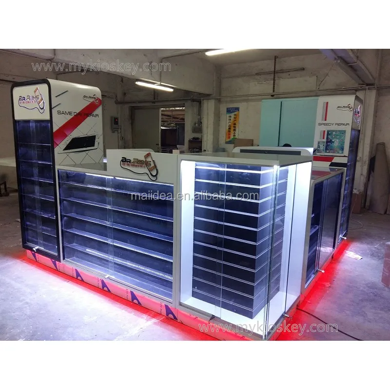 Glass cell phone display showcase for mobile phone shop decoration