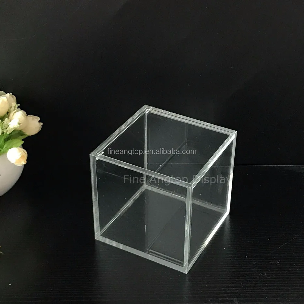 Wholesale clear acrylic cube plexiglass favor boxes with hinged lids ...