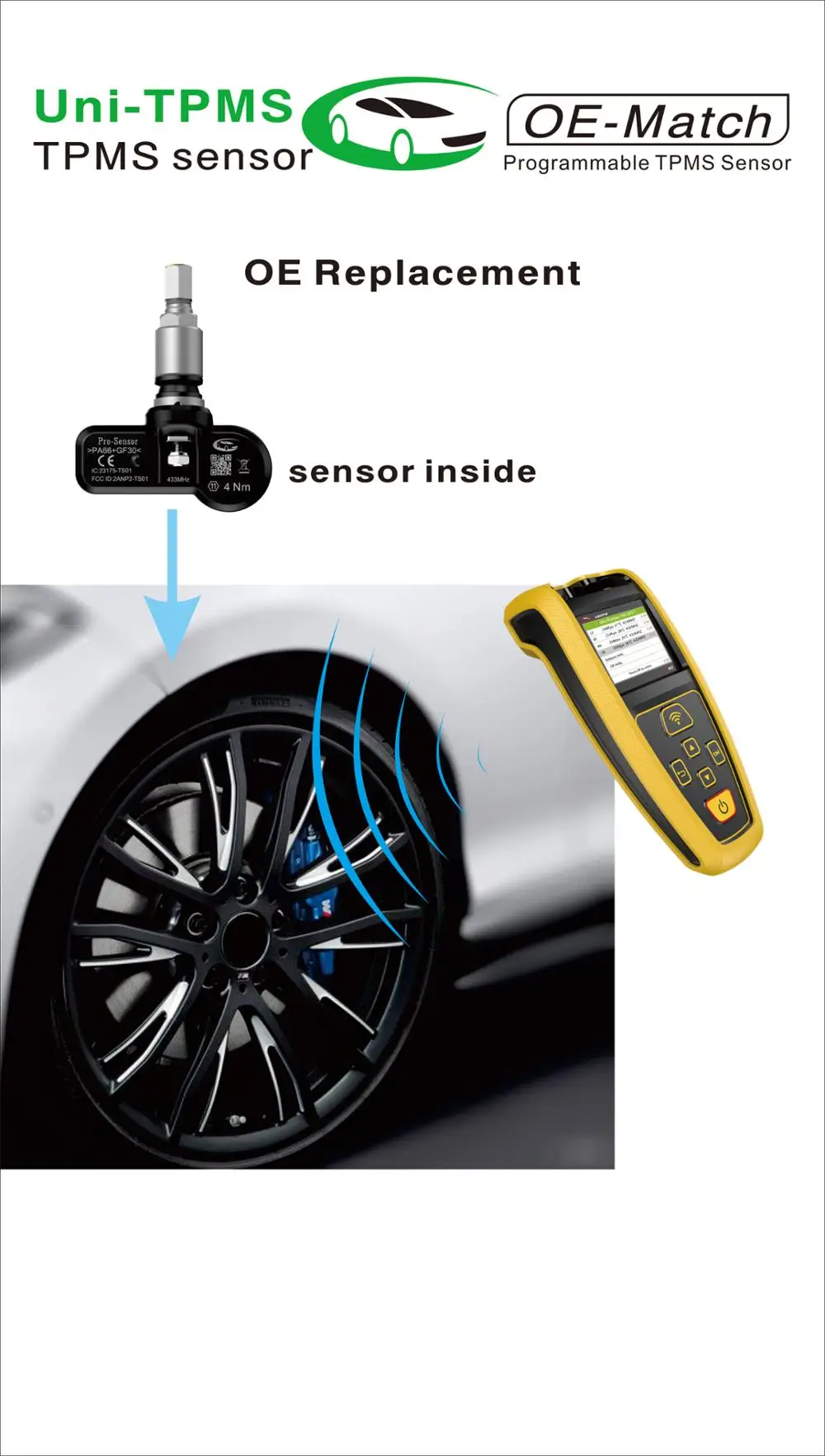 Original Auzone Pro-sensor 315mhz Programmable Universal Tpms Sensor ...