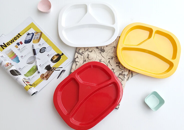 Food Grade Portions Control Plate 3 Compartments Melamine Plastic Meal ...