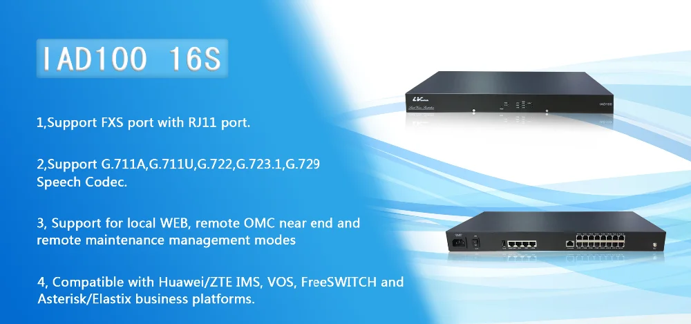 Lvswitch IAD100-16S - 16 FXS Voip SIP Gateway for Call Centers