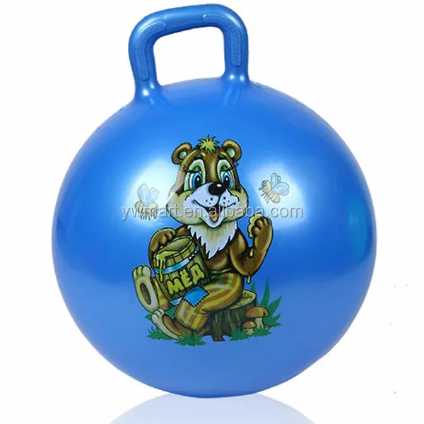 Cartoon Logo Printed Inflatable Bounce Ball With Handle Toys For ...