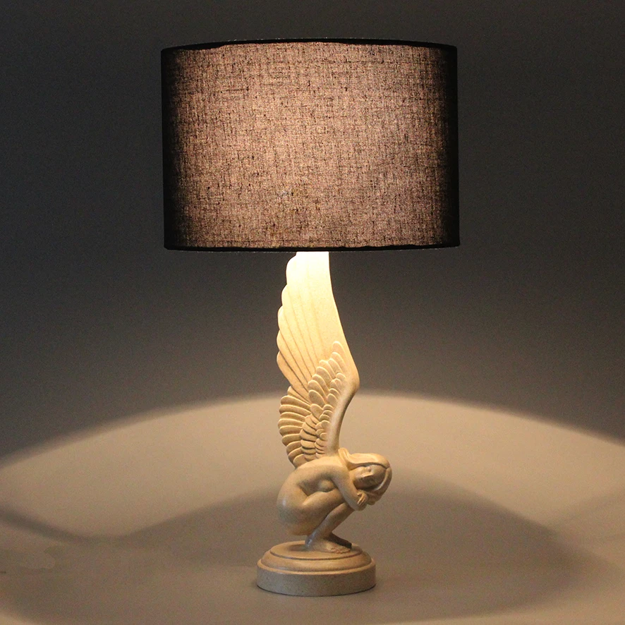 2018 New American Retro Style Statue Lighting Table Lamp Bedroom Withe ...