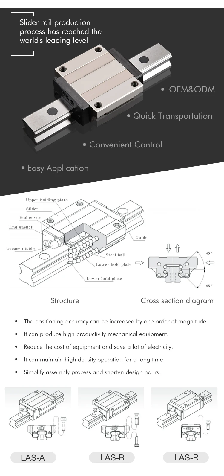 Low Friction Linear Slide - Precision Ball Roller Bearings