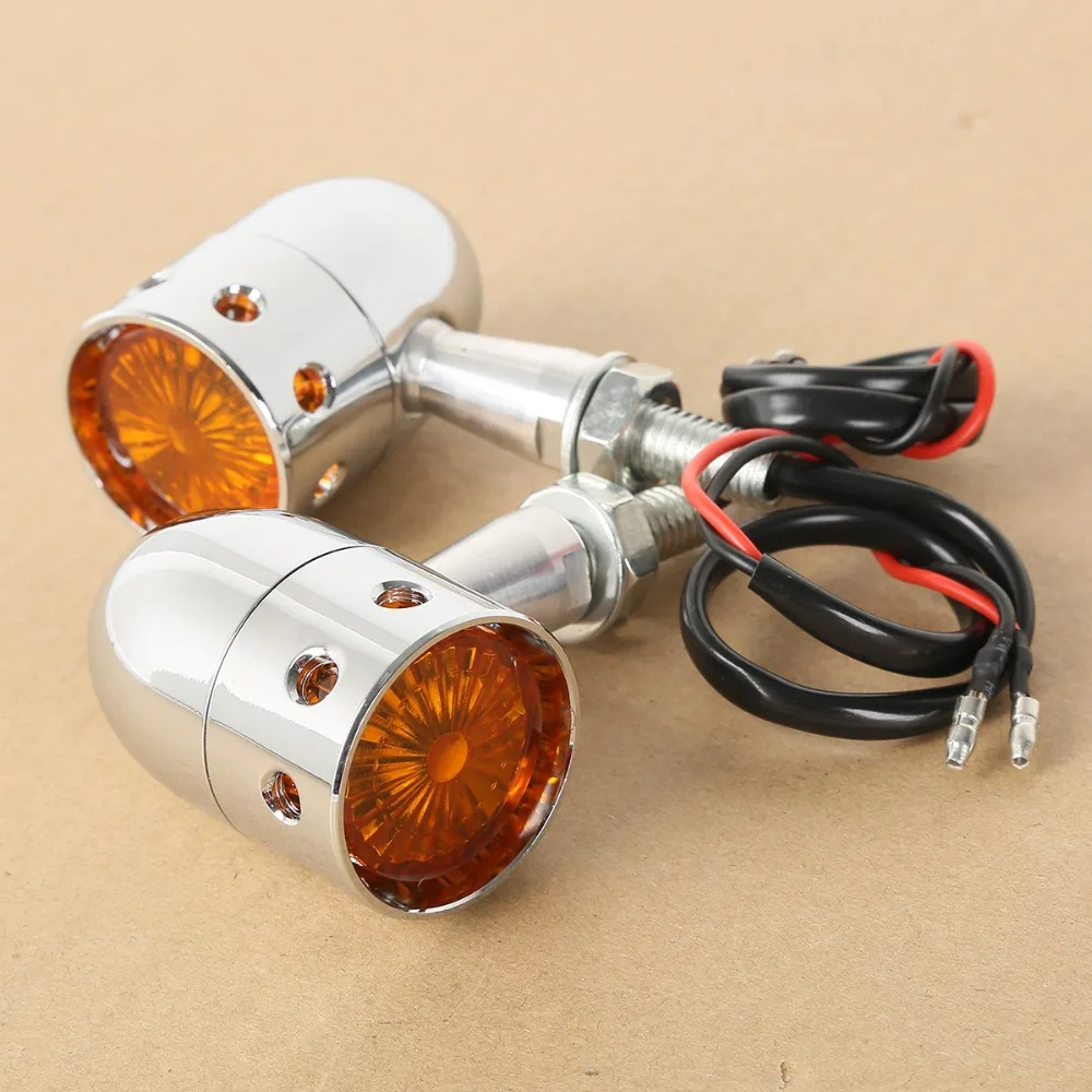 Tcmt 10mm Chrome Drilled Turn Signals Lights Indicators For Harley ...