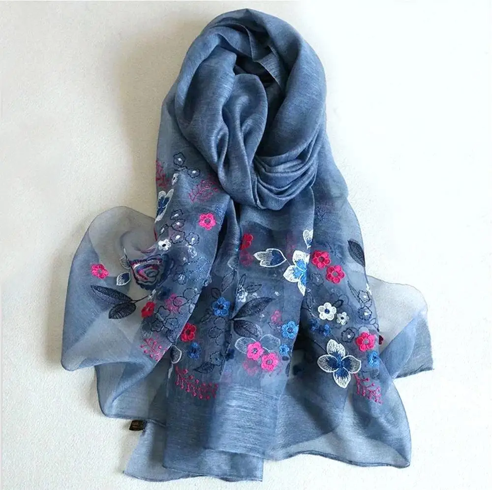 Hijab Import Indian Embroidered Wool Scarves Cashmere Italian ...