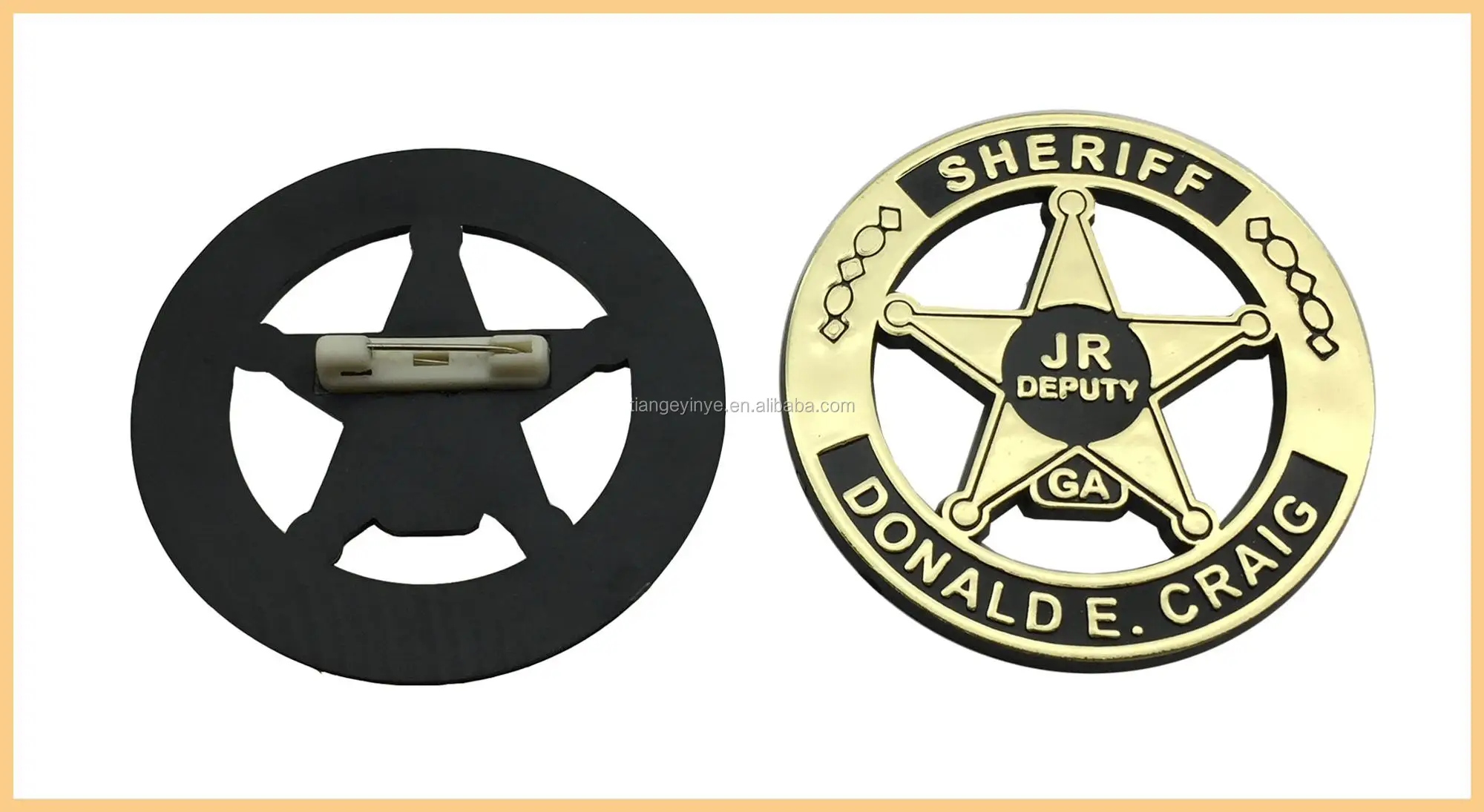 Personalized Custom Plastic Sheriff Star Badge Lapel Pin Wholesale - Buy Sheriff Badge ...
