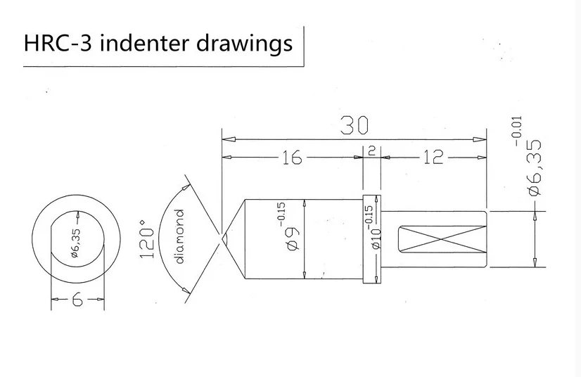 Rockwell HRC - 3 Cone Tip Indenter with Diamond Penetrator for for ...