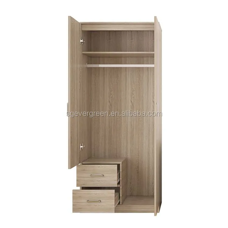EVERGREEN Wood MDF Simple Design Modern Mirror 2 Door Wardrobe with 2 ...